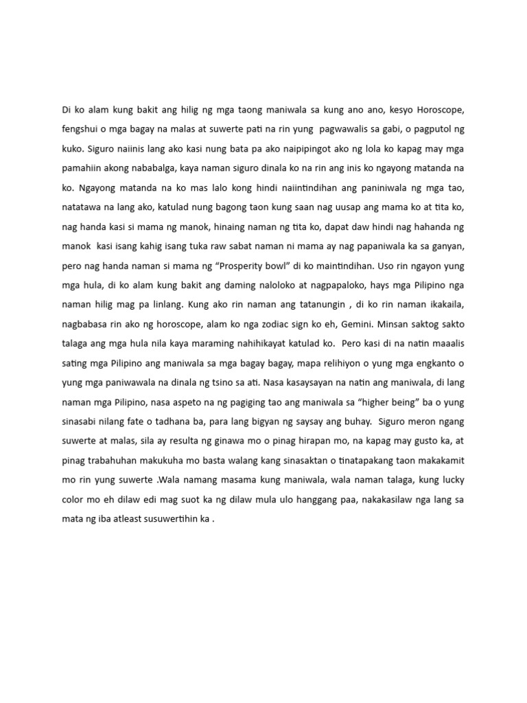 Di Ko Alam Kung Bakit Ang Hilig NG Mga Taong Maniwala Sa Kung Ano Ano | PDF