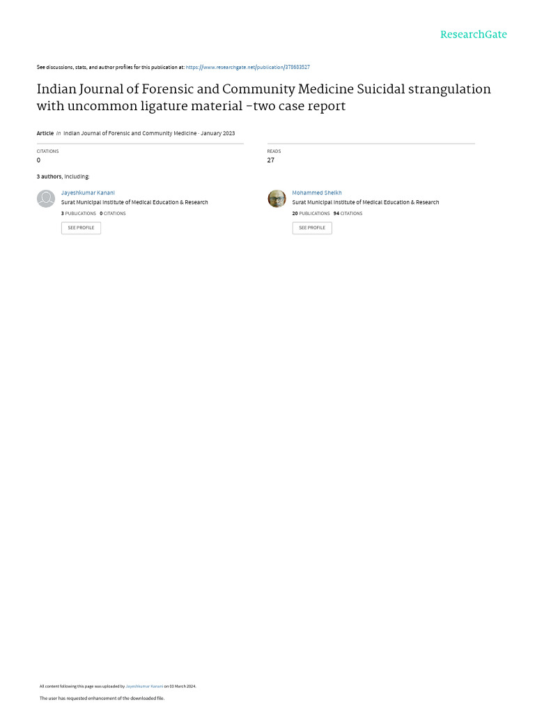 Strangulationarticle | Download Free PDF | Autopsy | Forensic Science