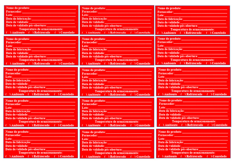 Etiquetas de Controle de Validade Vermelho | PDF