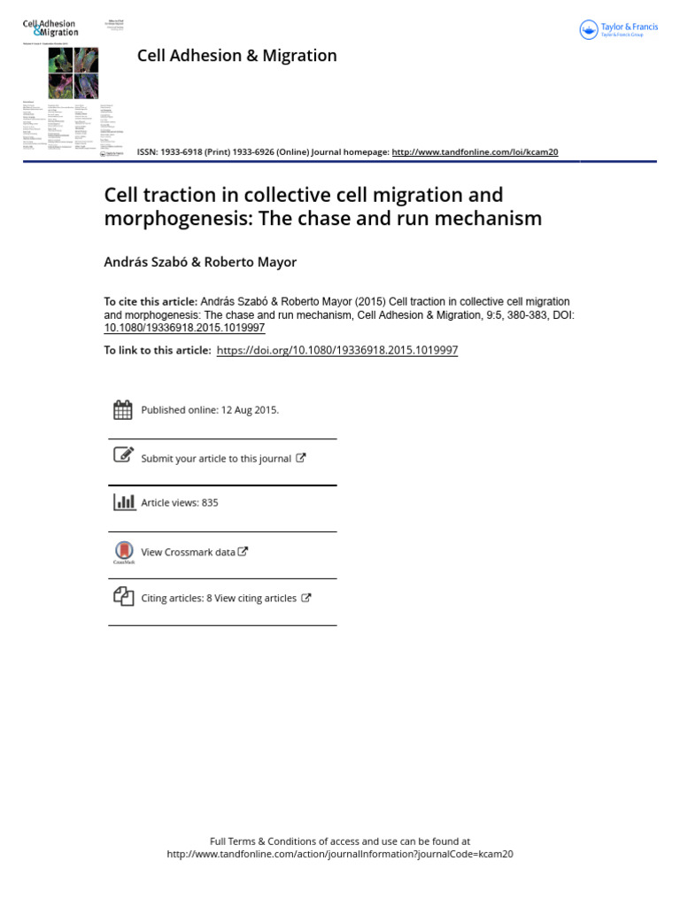 Szabó, Mayor - 2015 - Cell Traction in Collective Cell Migration and Morphogenesis The Chase and ...