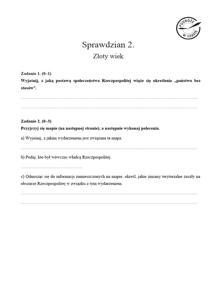Sprawdzian 5 11 Złoty Wiek Klasa 6 Gwo Pdf