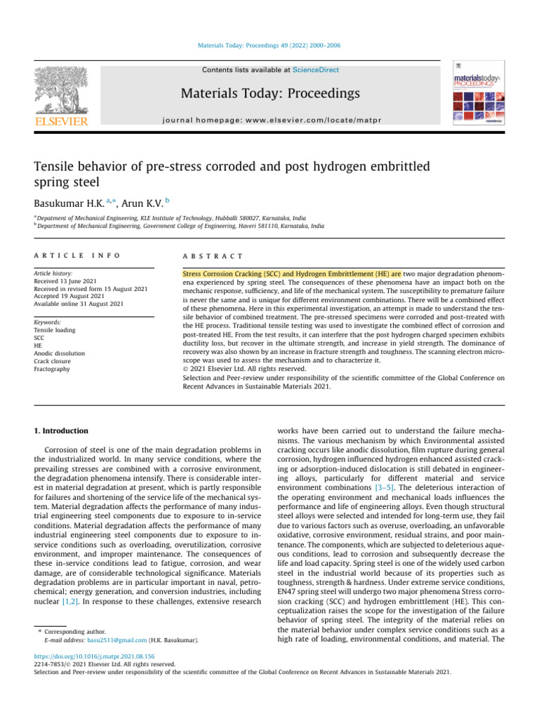 Tensile Behavior of Pre-Stress Corroded and Post Hydrogen Embrittled ...
