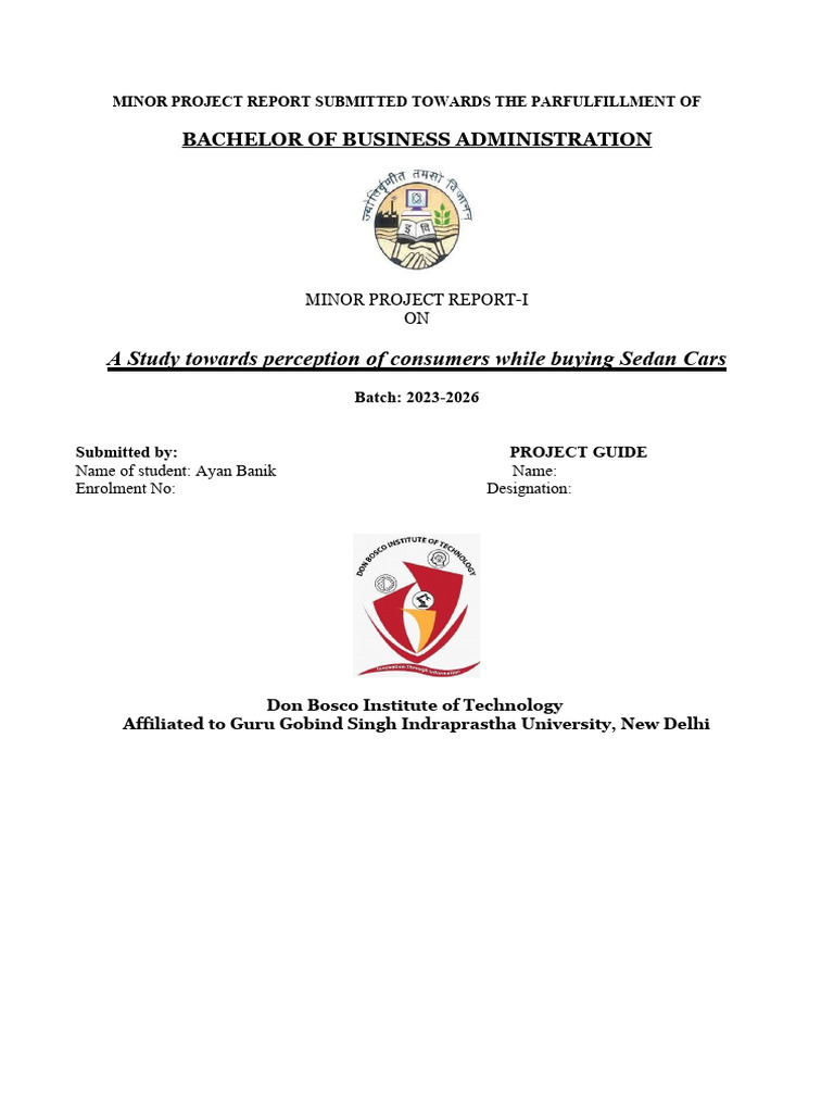 MINOR PROJECT REPORT SUBMITTED TOWARDS THE PARTIAL FULFILLMENT OF ...