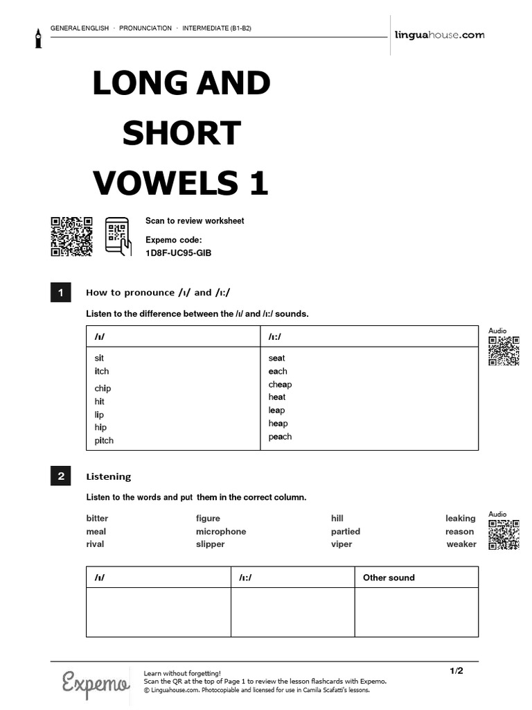 Vowel Pronunciation Practice Guide | PDF | Linguistics | Languages
