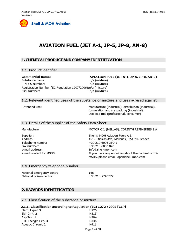 Msds in English - Original | PDF | Jet Fuel