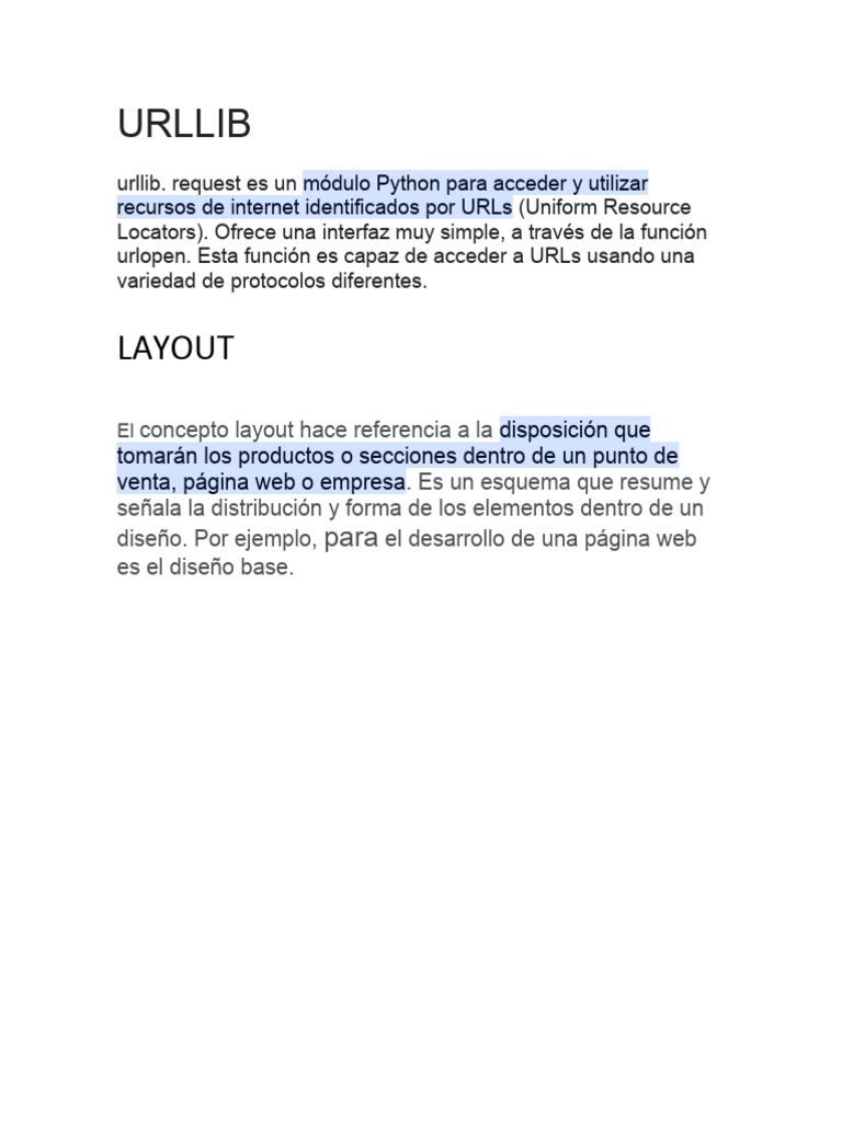 Módulo urllib y concepto de layout | PDF