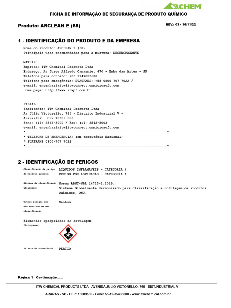 Fispq - Arclean e 68 Itw | PDF | Incêndios | Química