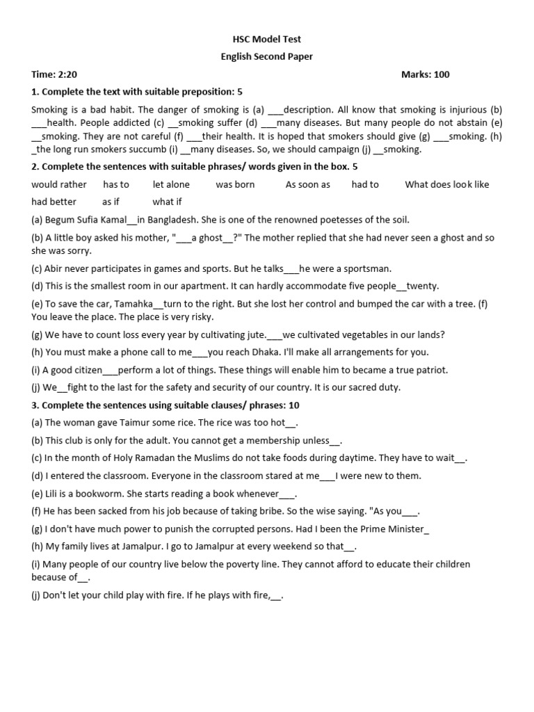 English Second Paper | Download Free PDF | Tobacco Smoking | Addiction