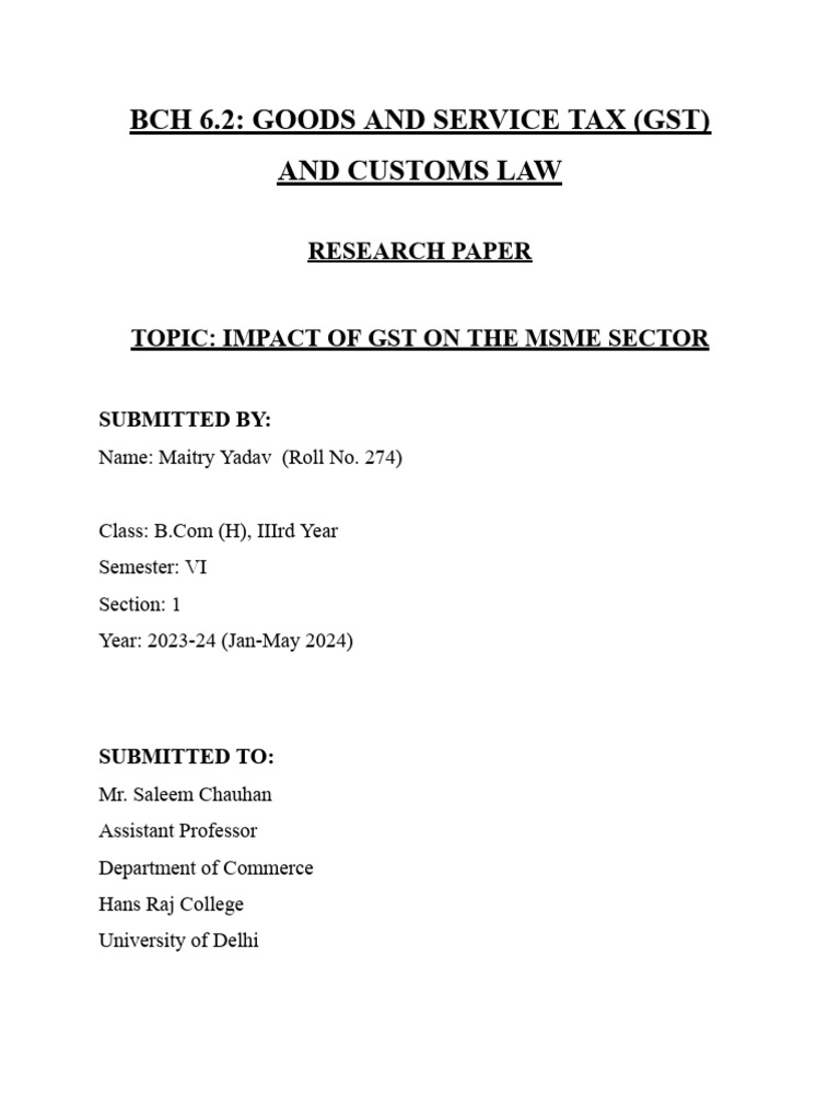GST Assignment | PDF | Taxes | Small And Medium Sized Enterprises