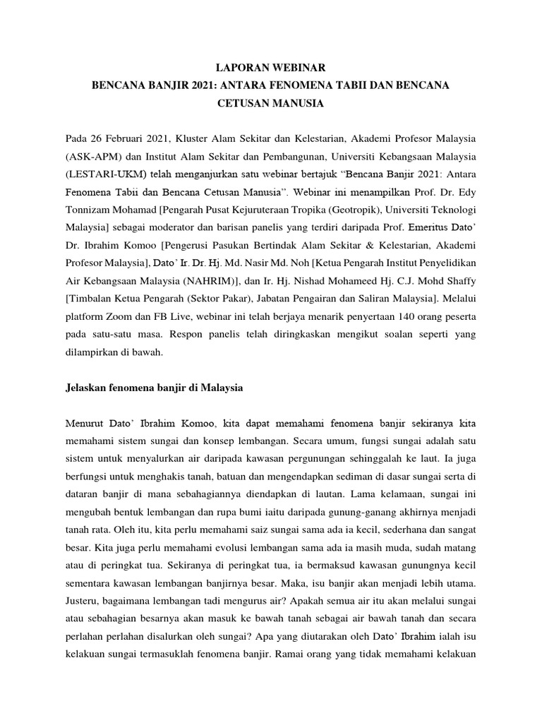 Laporan Bencana Banjir 2021 | PDF