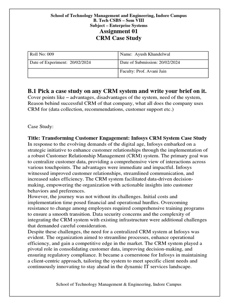 Ayush CRM Case Study | PDF | Customer Relationship Management | Business