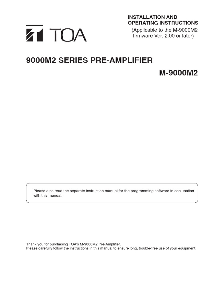 M-9000M2 9000M2 Series Pre-Amplifier: (Applicable To The M-9000M2 ...