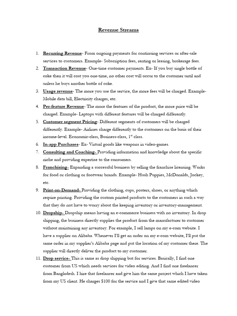 Revenue Streams and Revenue Projections For Database. | Download Free ...
