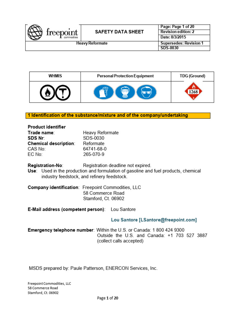 SDS 0030 Heavy Reformate Rev2 | PDF | Firefighting | Fires