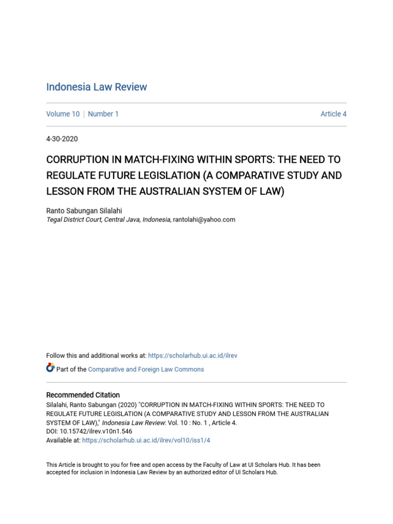 Match-Fixing Corruption in Sports | PDF | Gambling | Organized Crime