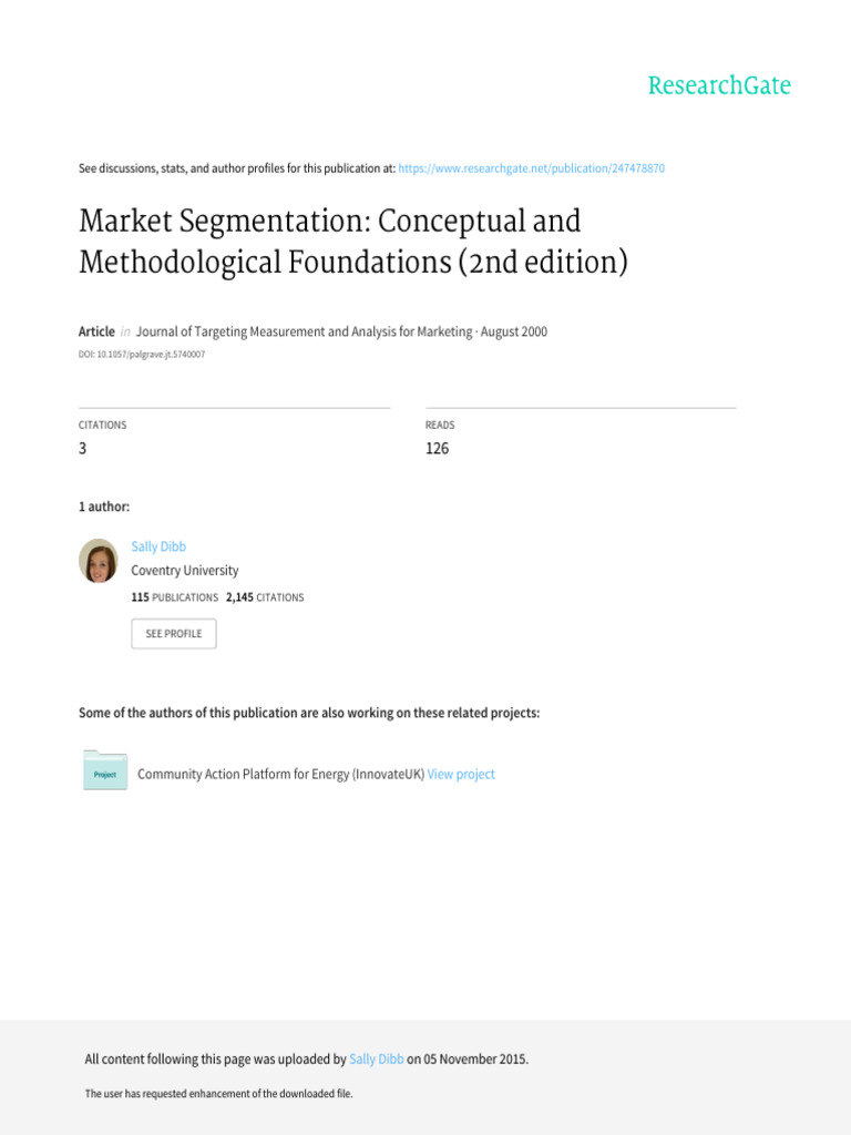 Market Segmentation | PDF | Methodology | Market Segmentation