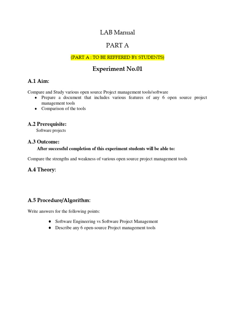 IPM Lab Manual - Exp - 1 | PDF | Project Management | Software ...