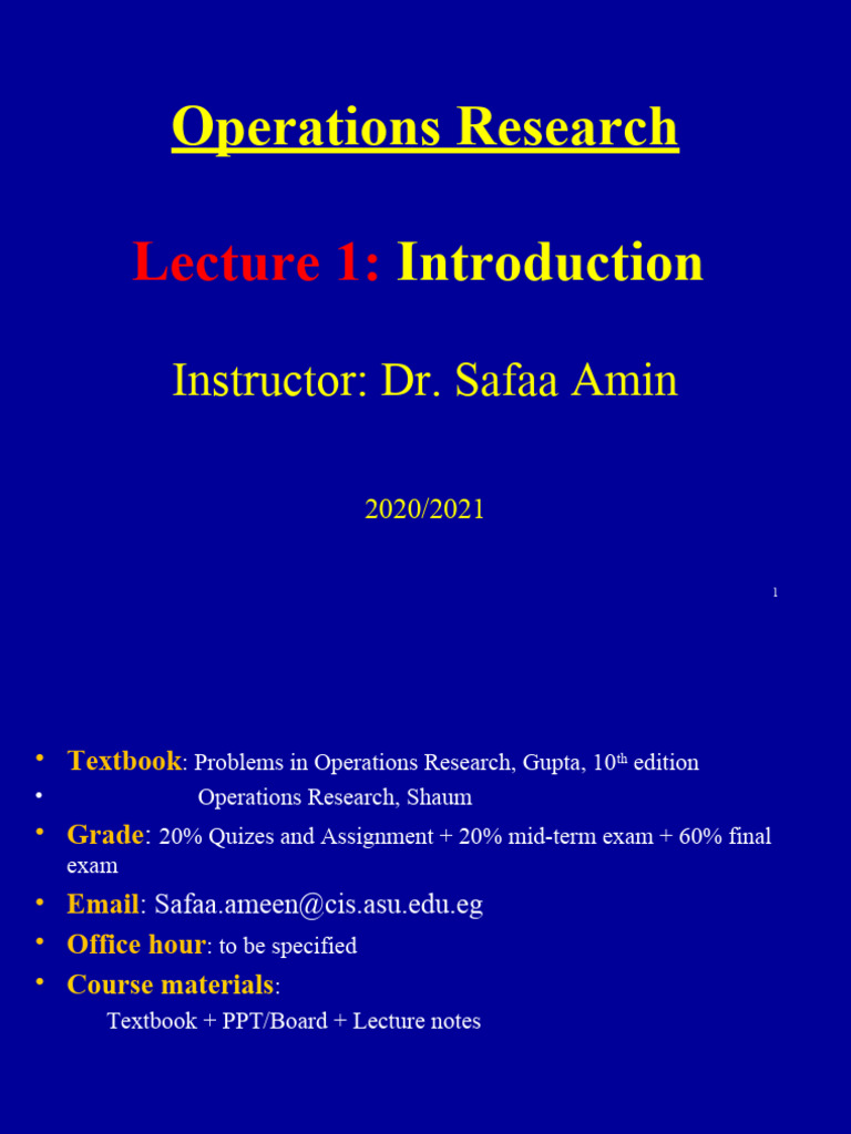 Lec1 or Intro | PDF | Mathematical Optimization | Linear Programming