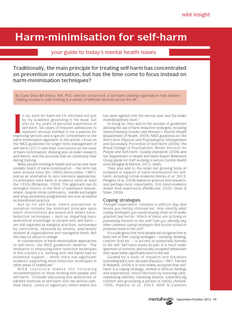 Harm Minimisation | Download Free PDF | Self Harm | Psychiatry