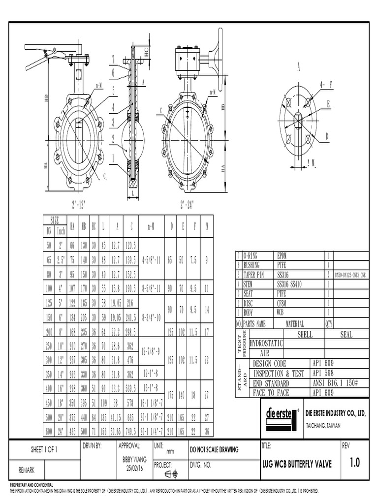 Lug WCB Butterfly Valve | PDF | Manufactured Goods | Mechanical Engineering