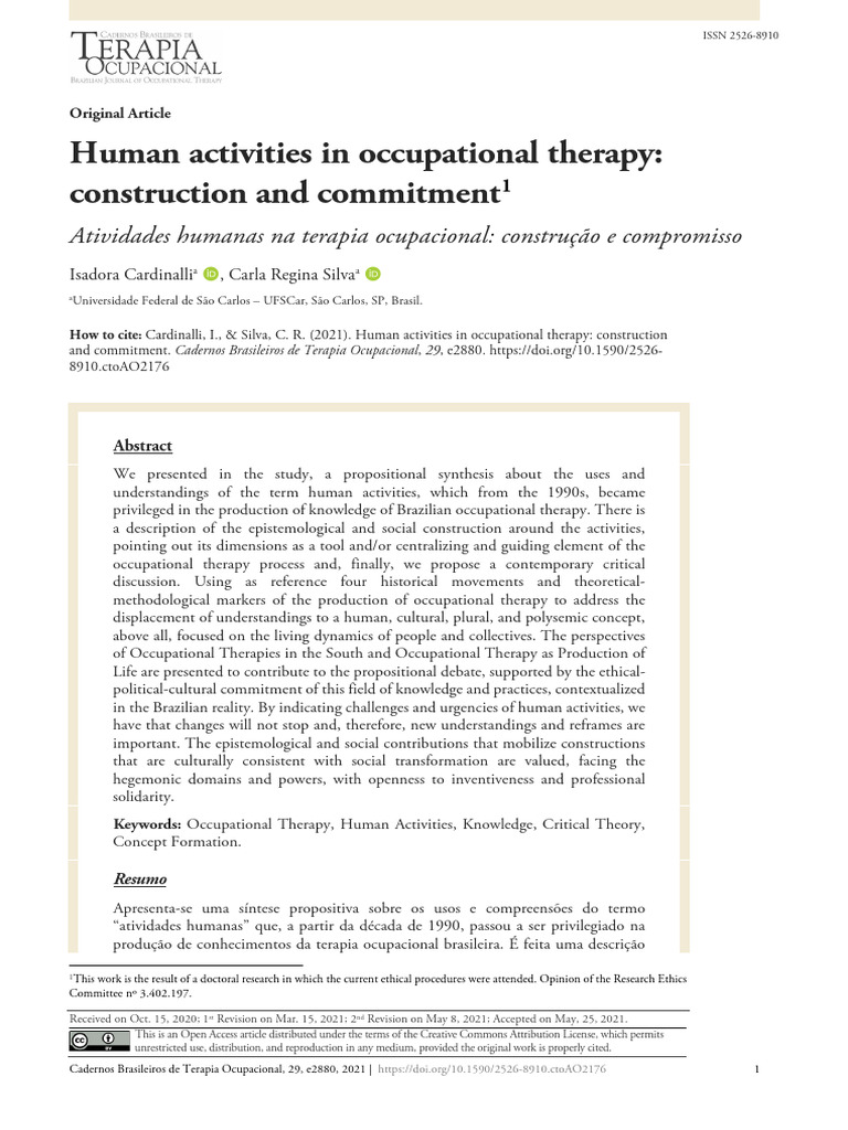 Human Activity Occupational Therapy Article | PDF | Occupational ...