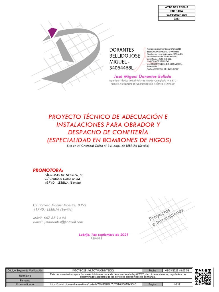Proyecto Tecnico Obrador de Pasteleria | PDF | Sevilla | Uso eficiente de energía