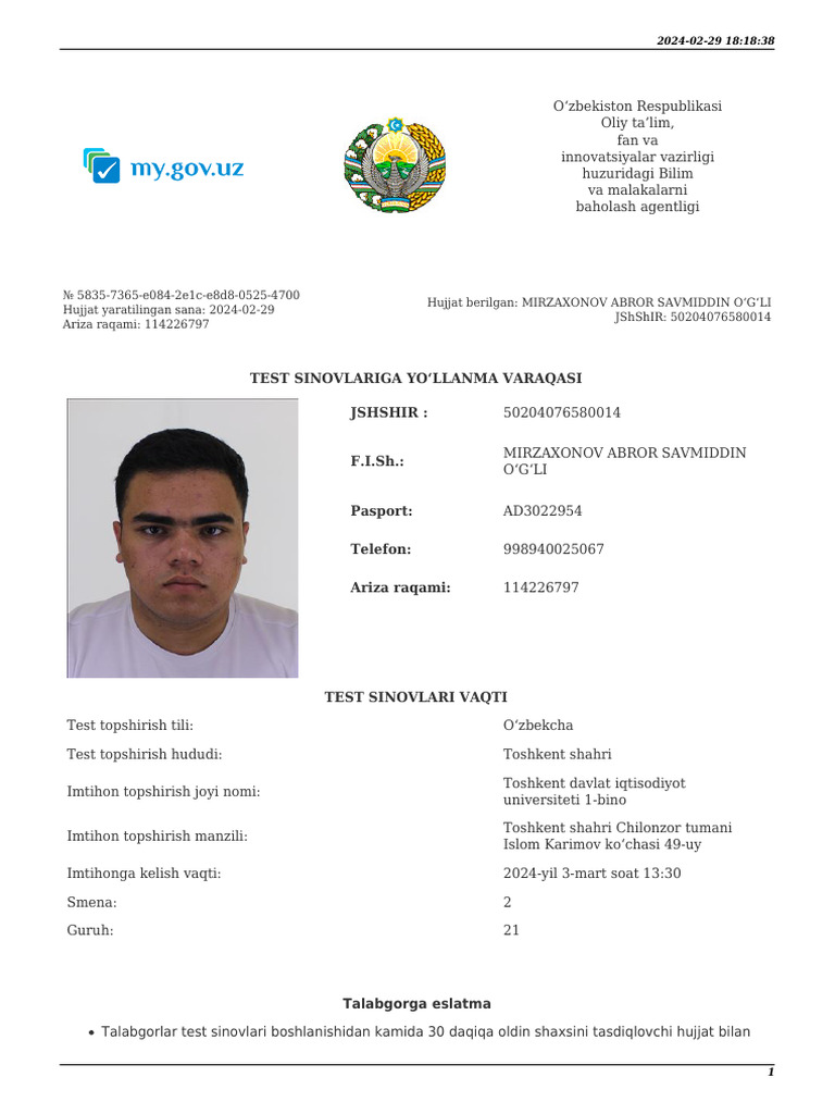 Httpsrepository - Gov.uzfiledownloadguid 5835 7365 E084 2e1c E8d8 0525 4700 | PDF