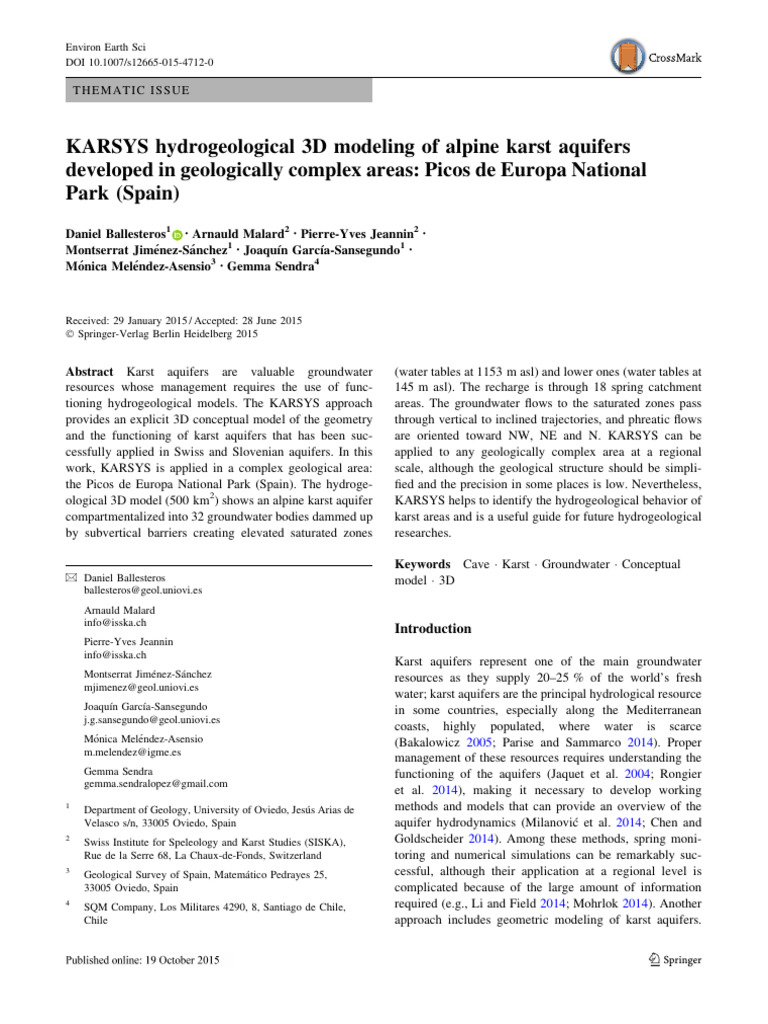 KARSYS Hydrogeological 3D Modeling of Alpine Karst Aquifers Developed in Geologically Complex ...