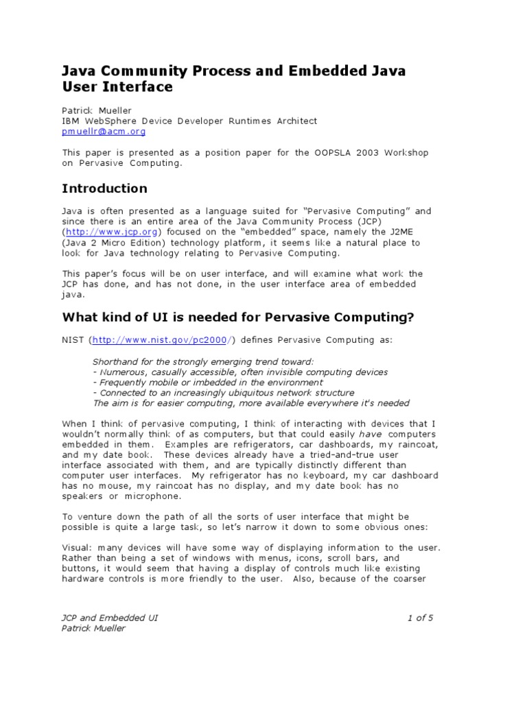 Providing Effective User Interfaces for Pervasive Computing: An Analysis of the Capabilities and ...