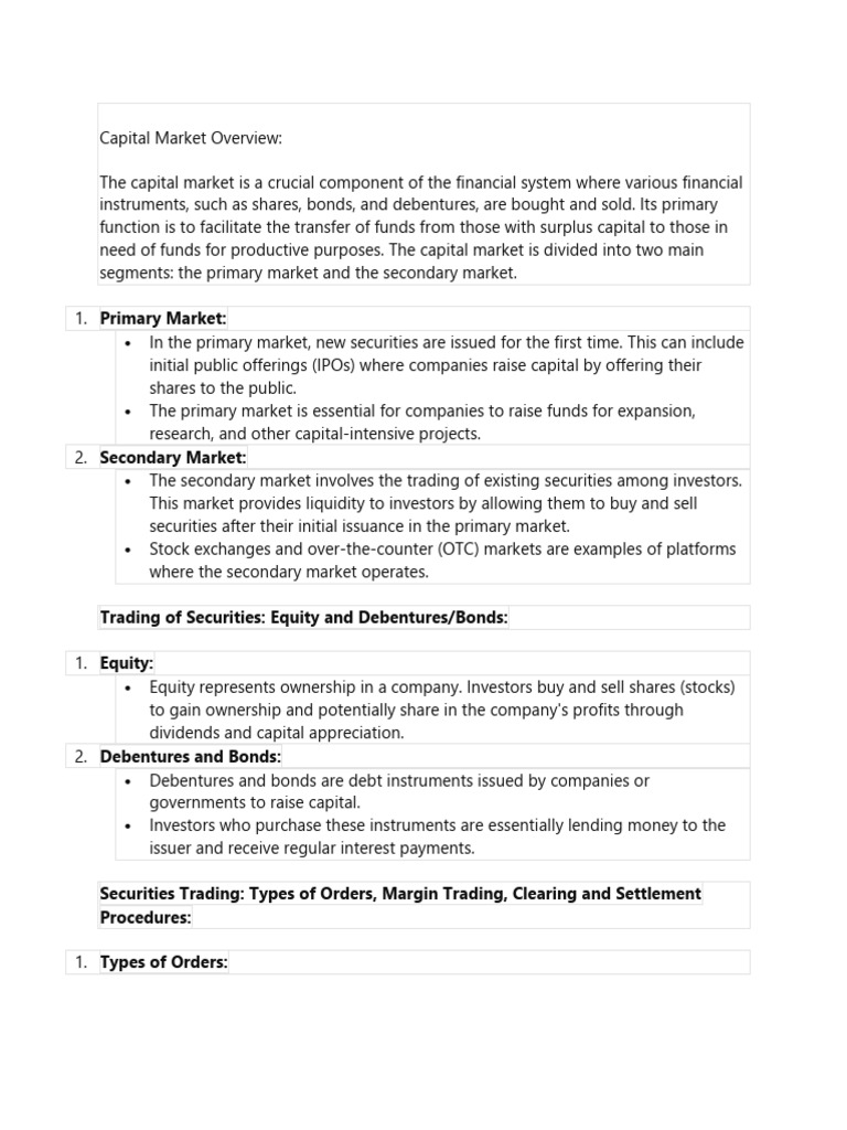 Investment Notes | PDF | Financial Markets | Stocks