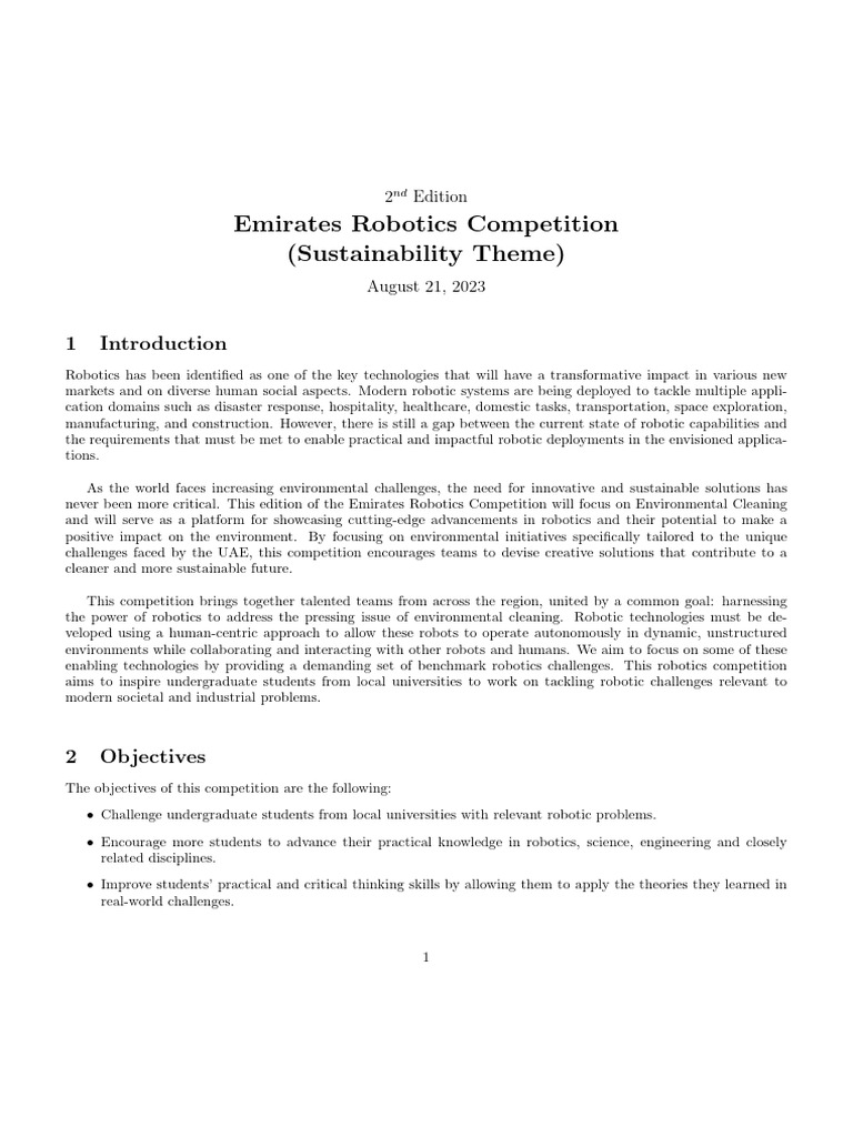 Emirates Robotics Competition | PDF | Robotics | Robot