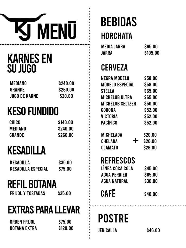 Menú KJ 1 | PDF