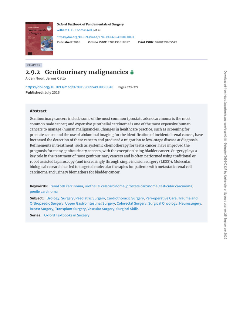 2.9.2 Genitourinary Malignancies | PDF | Cancer | Clinical Medicine