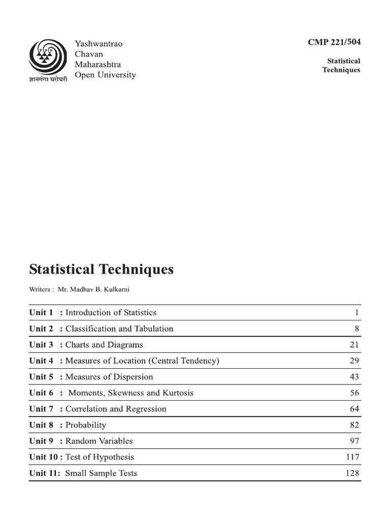 CMP 221-504 Statistical Techniques | PDF | Science & Mathematics | Technology & Engineering