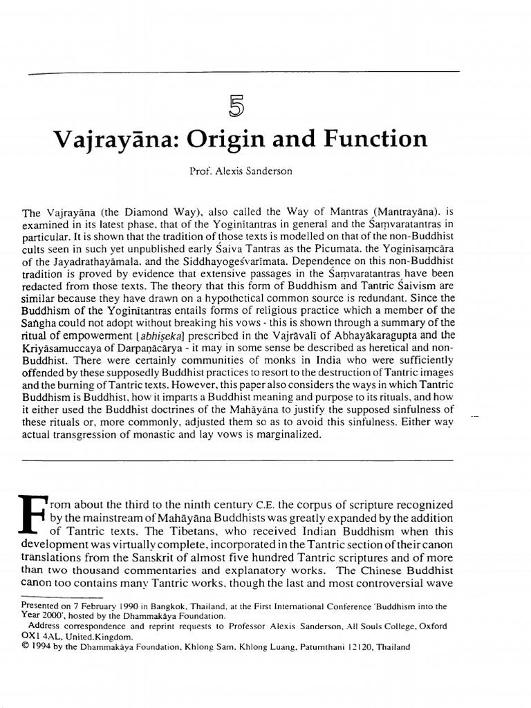 Vajrayana Origin and Function in Buddhis | PDF