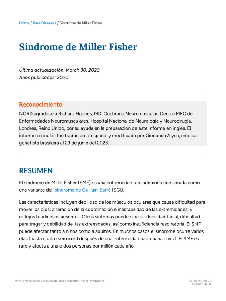 Síndrome de Miller Fisher - Symptoms, Causes, Treatment - NORD | PDF ...