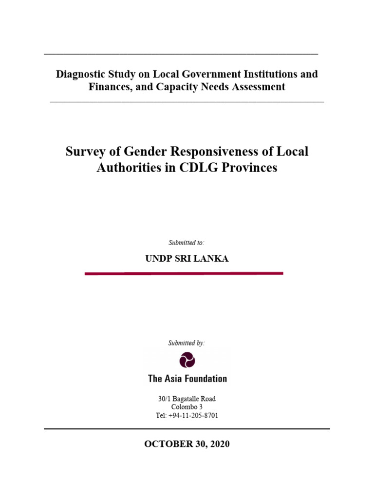 Gender Responsiveness Report | PDF | Standard Score | Standard Deviation