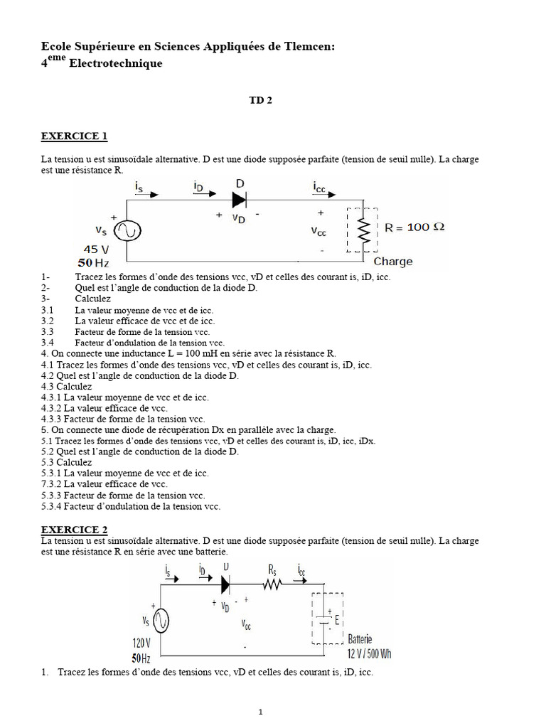 TD2 Final | PDF | Redresseur | Électronique