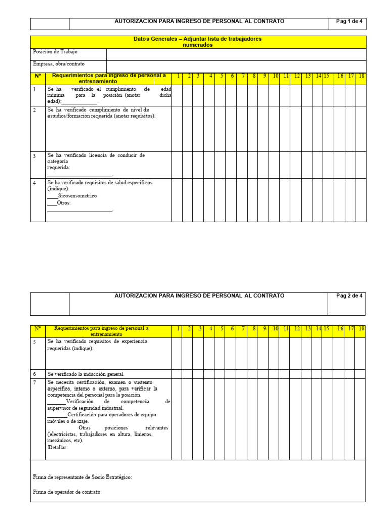 Autorización de Ingreso de Personal | PDF