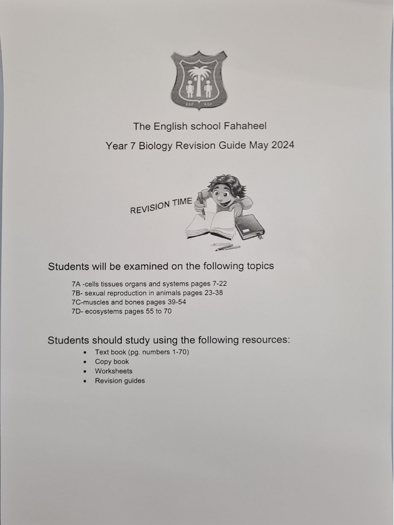 Year 7 Bio Revision Guide | PDF