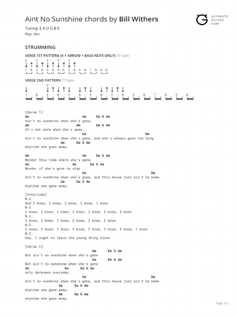 Aint no sunshine chords (1) | PDF
