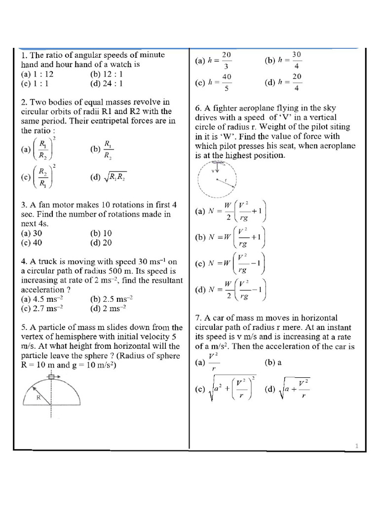Circular Motion Practice.. | PDF