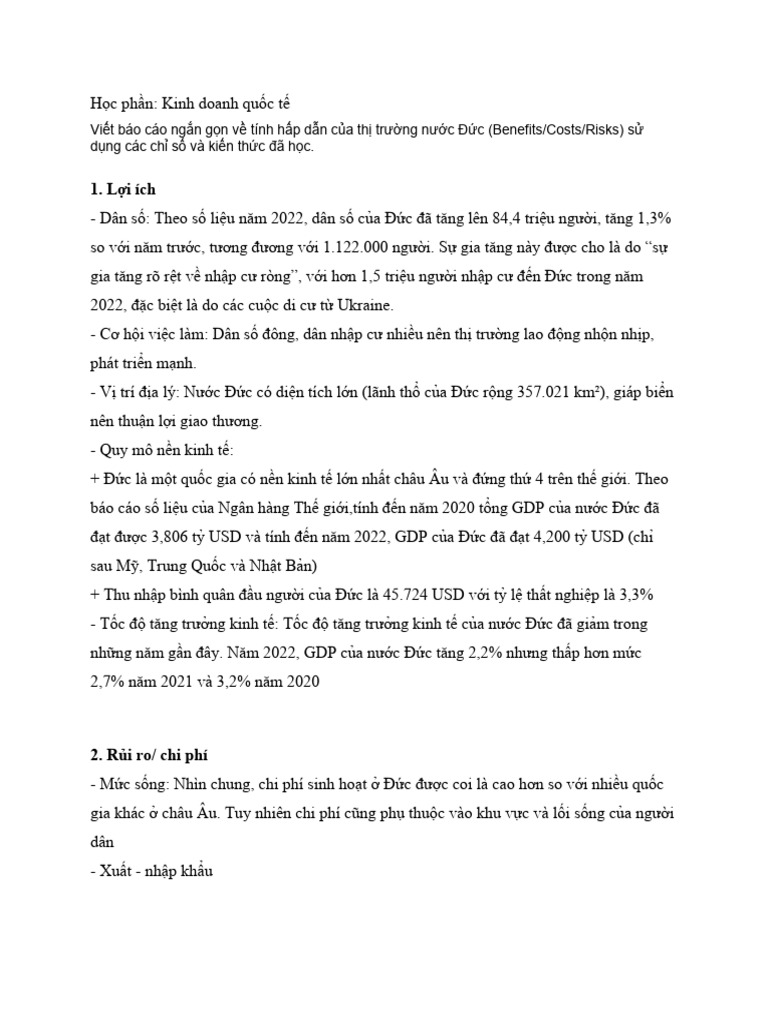 Bao Cao Nuoc Duc | PDF