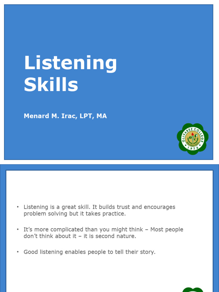 Lesson 4 - Listening Skills | PDF | Body Language | Thought