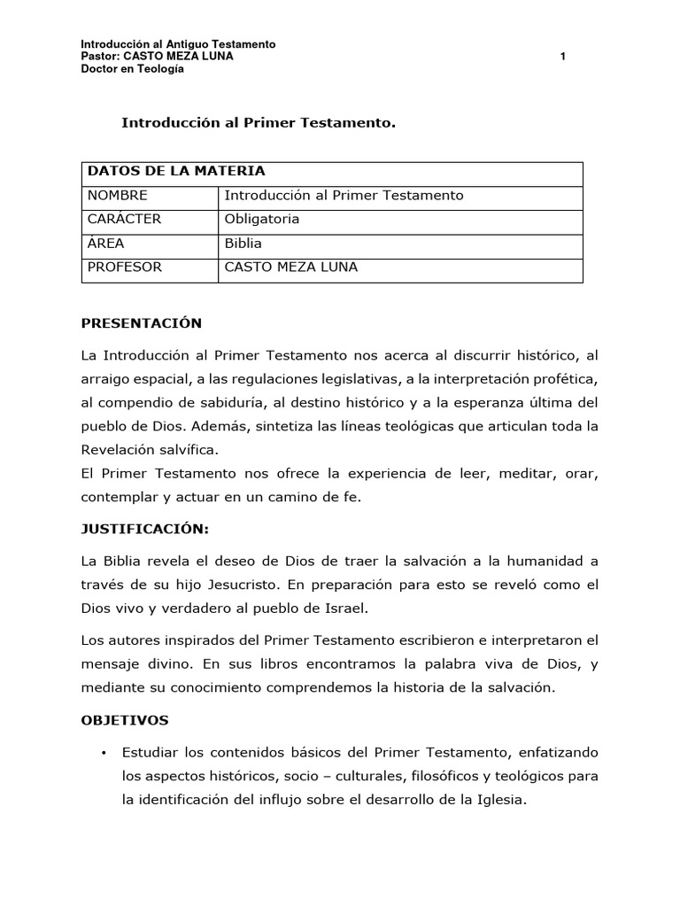 Introducción Al Primer Testamento | PDF | Viejo Testamento | Teología