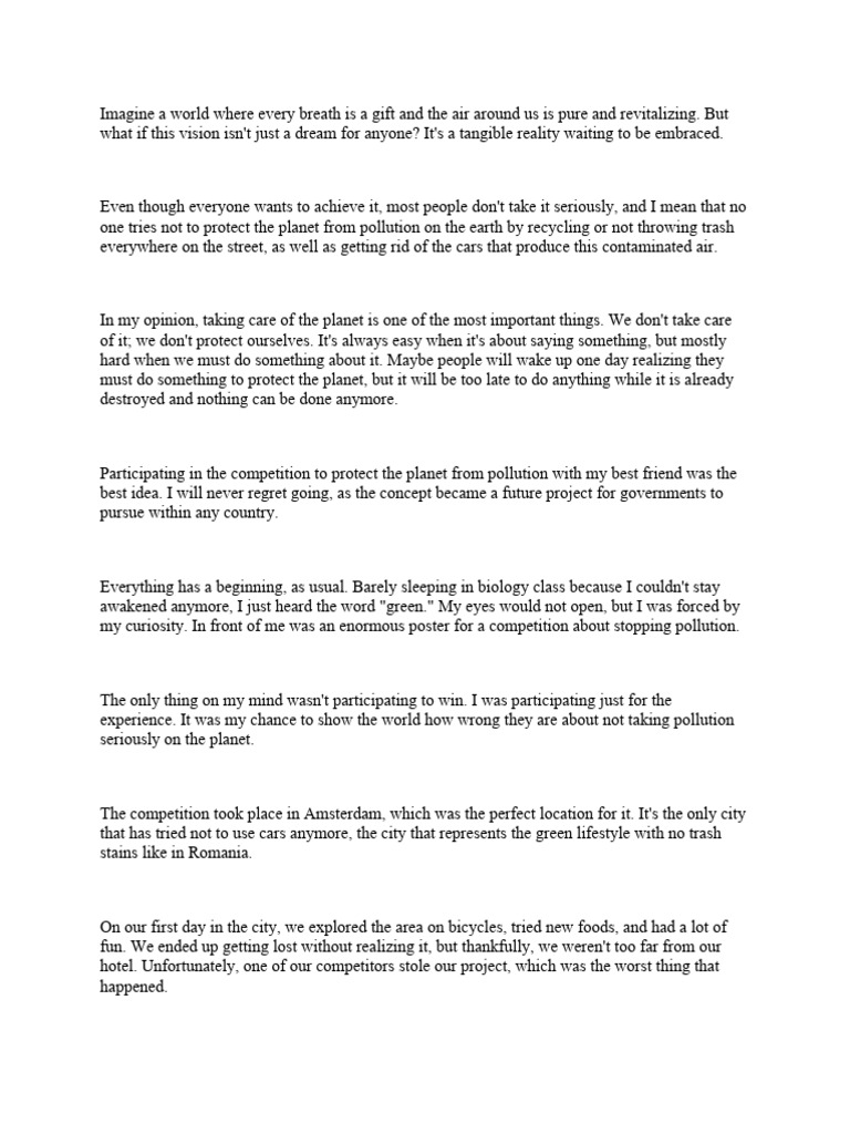 Narrative Essay - Edited | PDF | Natural Environment | Sustainability