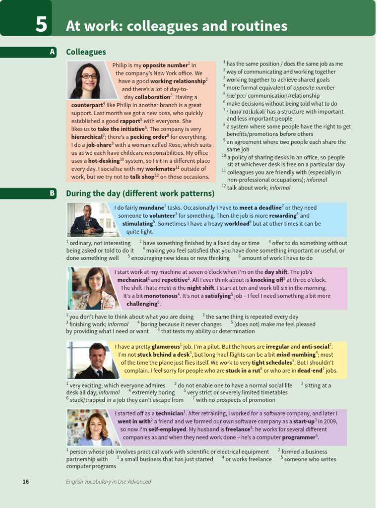 At work - Colleuges and routines | PDF