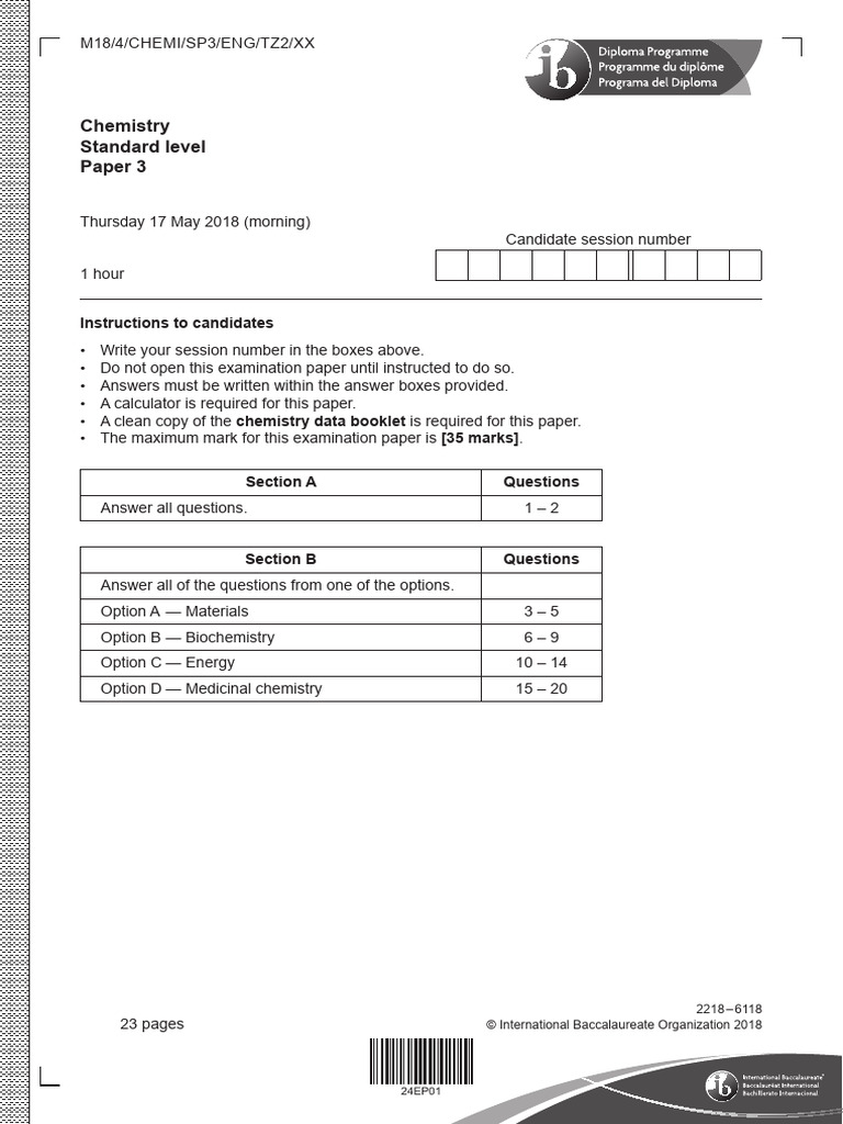 Chemistry_paper_3__TZ2_SL (1) | PDF | Physical Chemistry | Chemistry