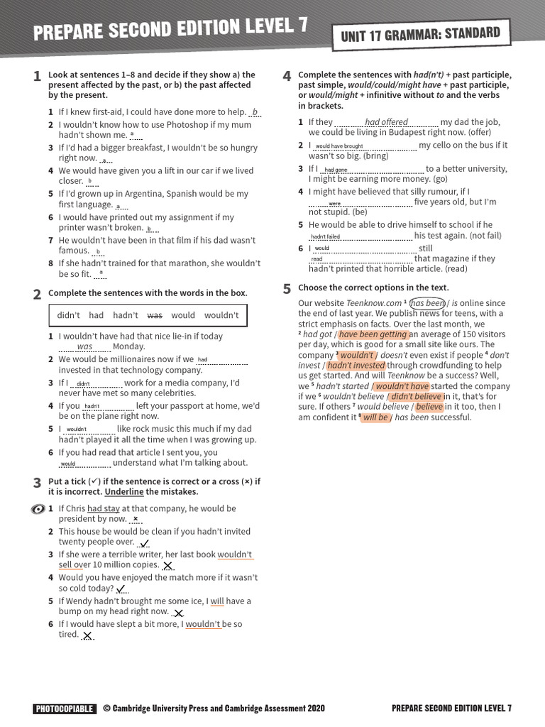 PREPARE - 7 - Grammar - Standard - Unit - 17 Fet | PDF | Linguistics ...