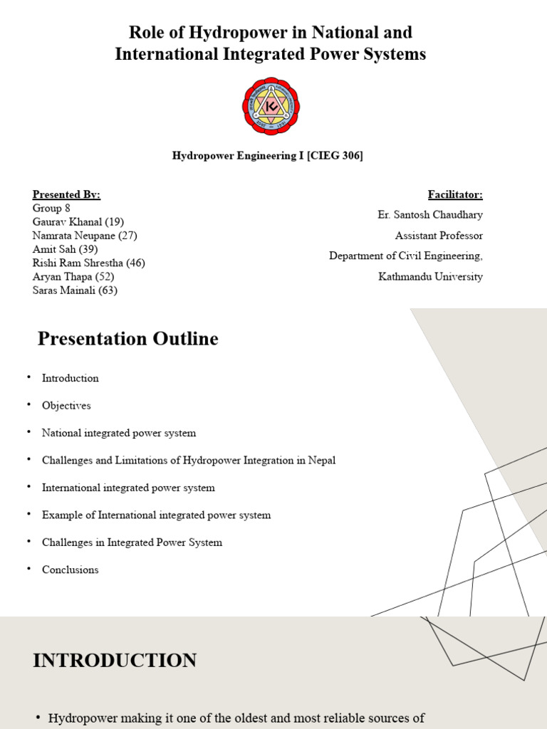 Role of hydropower in National and International Integrated Power ...